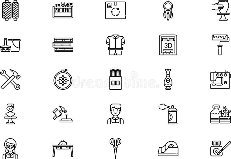 Crafting Icons Collection is a Vector Illustration with Editable Stroke ...