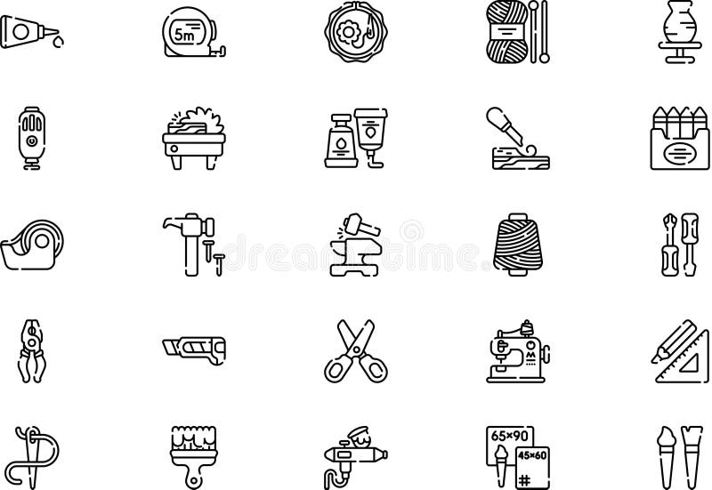 Crafting Icons Collection is a Vector Illustration with Editable Stroke ...