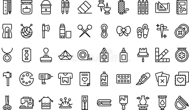 Crafting Icons Collection is a Vector Illustration with Editable Stroke ...