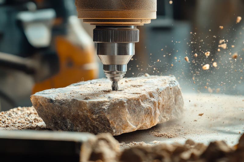 Crafting Minerals Using a Drill in a Workshop with Precision and Care ...