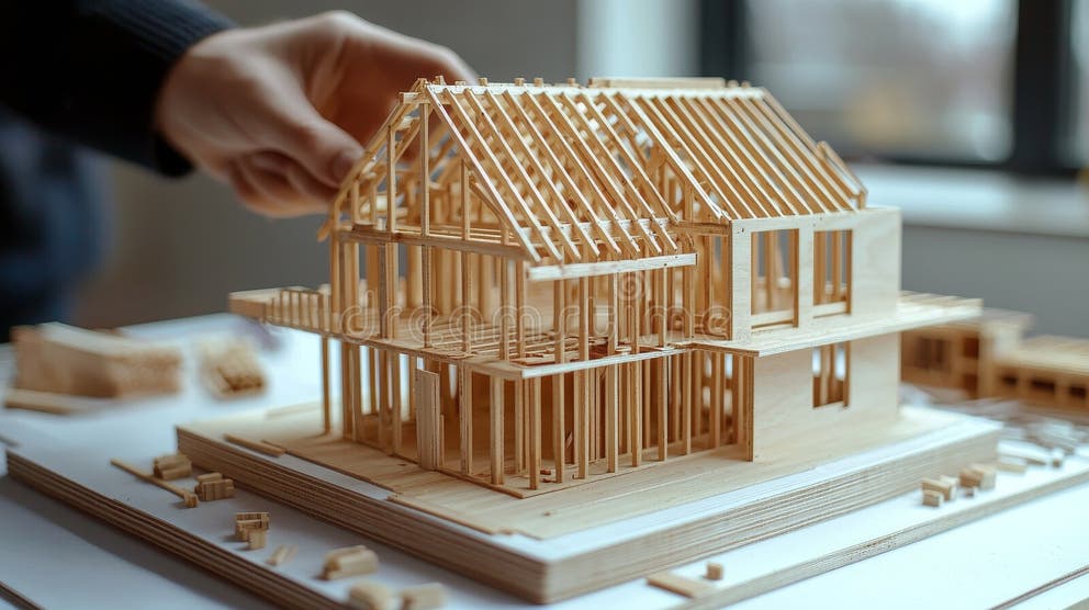 Crafting a Miniature Architectural Model with Hands Stock Image - Image ...