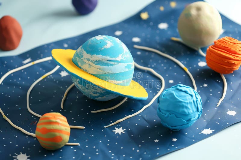 Crafting a Plasticine Solar System with Planets Stock Photo - Image of ...