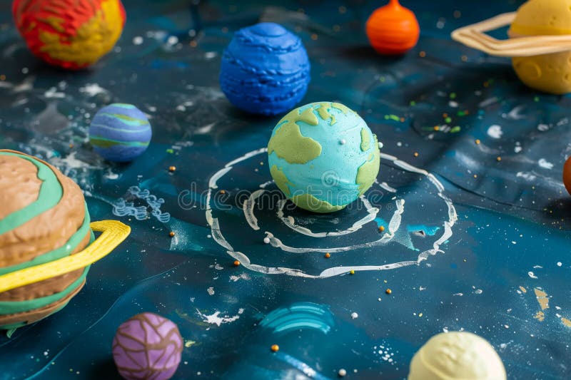 Crafting a Plasticine Solar System with Planets Stock Image - Image of ...