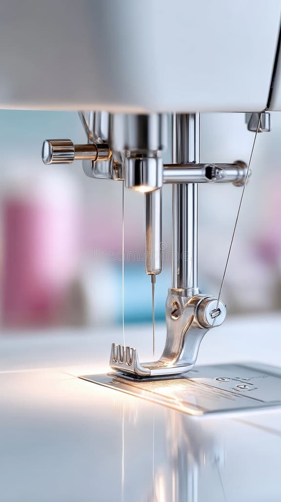 Crafting with Precision at the Sewing Machine in a Bright Workshop ...