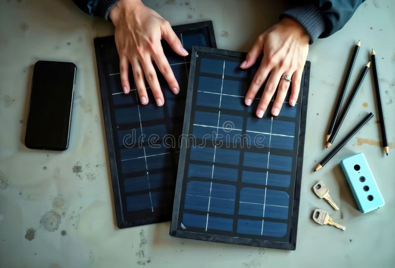 Crafting Solar Power: Inside Solar Panel Assembly, Generative Ai Stock ...