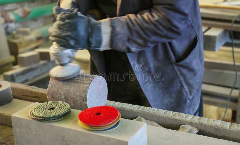 Crafting Stone Sculptures in a Workshop with Various Tools and ...