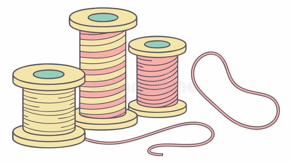 Crafting Thread Spools and Needle Vector Illustration, Vector Design ...