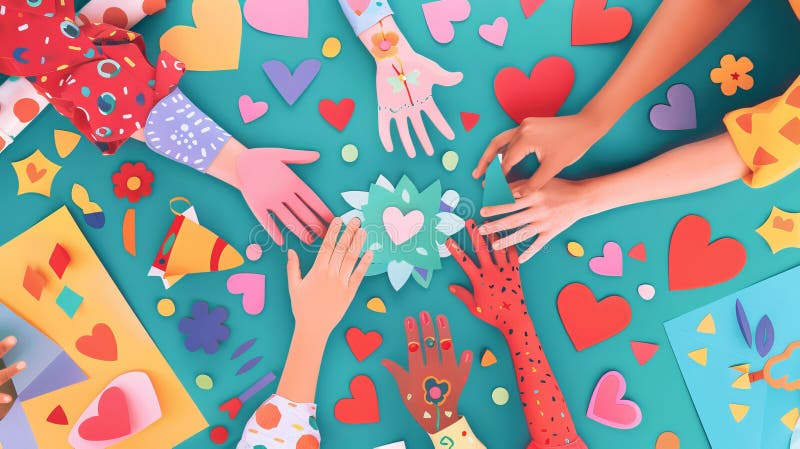 Crafting Together for Friendship Day Stock Illustration - Illustration ...