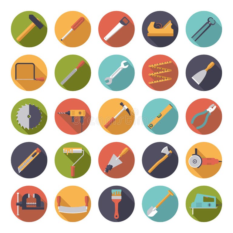 Crafting Tools Flat Design Vector Icons Collection Stock Vector ...