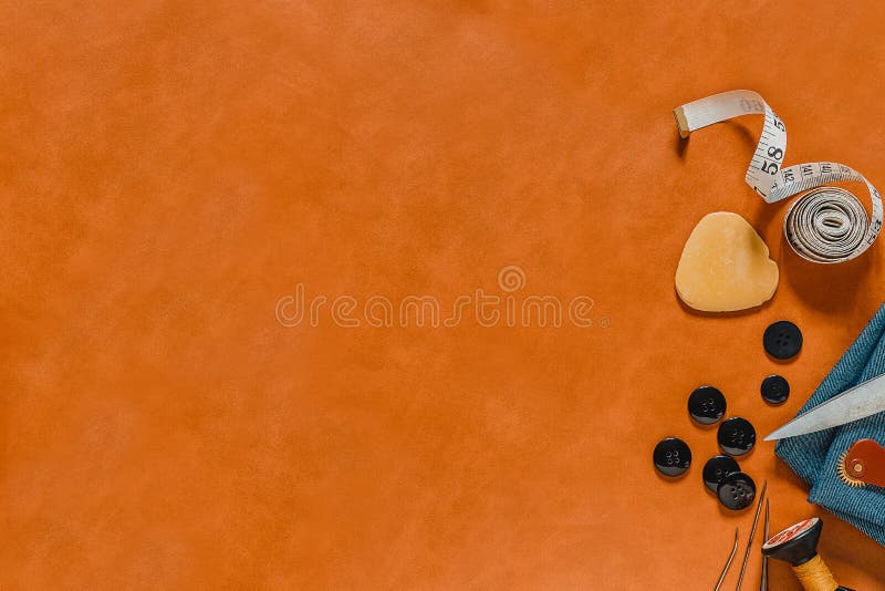 Crafting Tools on Natural Leather on Background. Stock Photo - Image of ...
