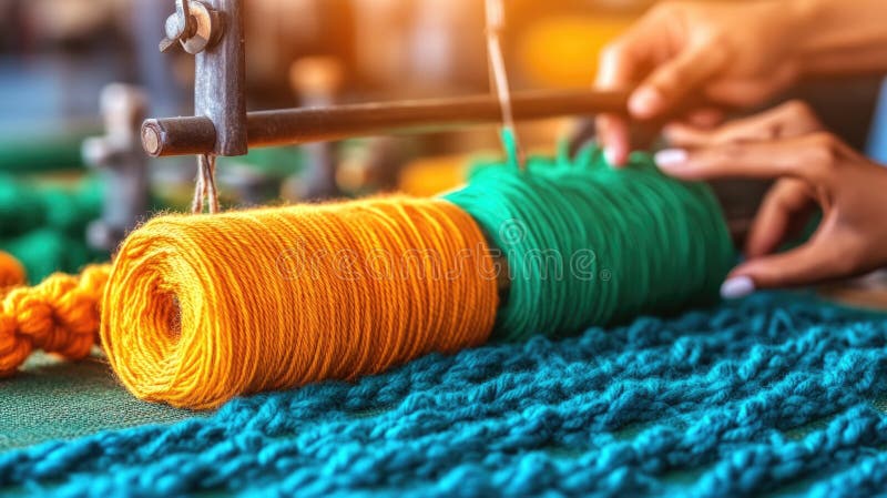 Crafting Traditional Hispanic Textiles by Hand Stock Photo - Image of ...