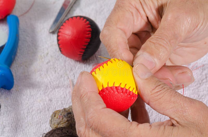 Crafting Traditional Sport Balls Stock Image - Image of spanish ...