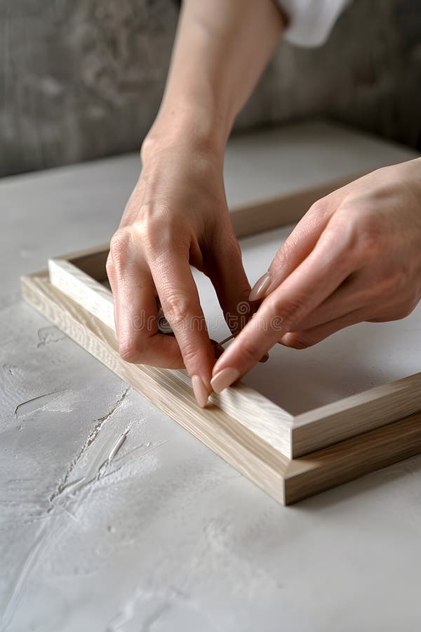 Crafting Wooden Frames by Hand, Showcasing Skill and Imagination Stock ...