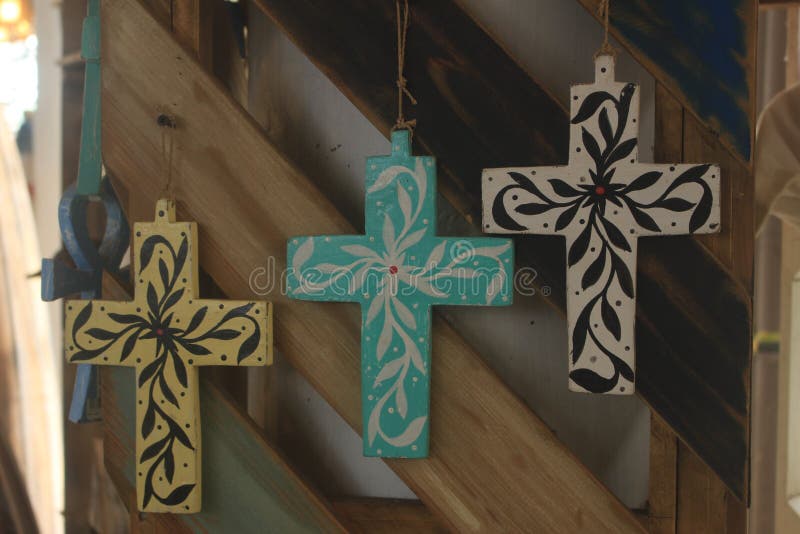 Crafts in the Form of a Wooden Cross Stock Photo - Image of design ...