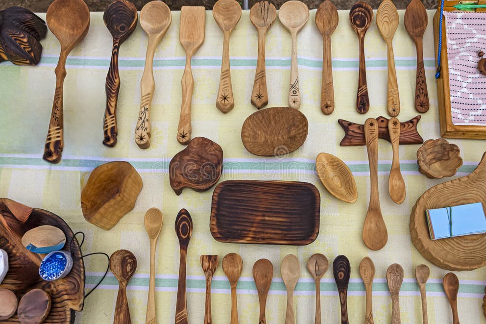 Crafts Ideas. Flat Lay Display Set of Different Empty Kitchen Spoons ...