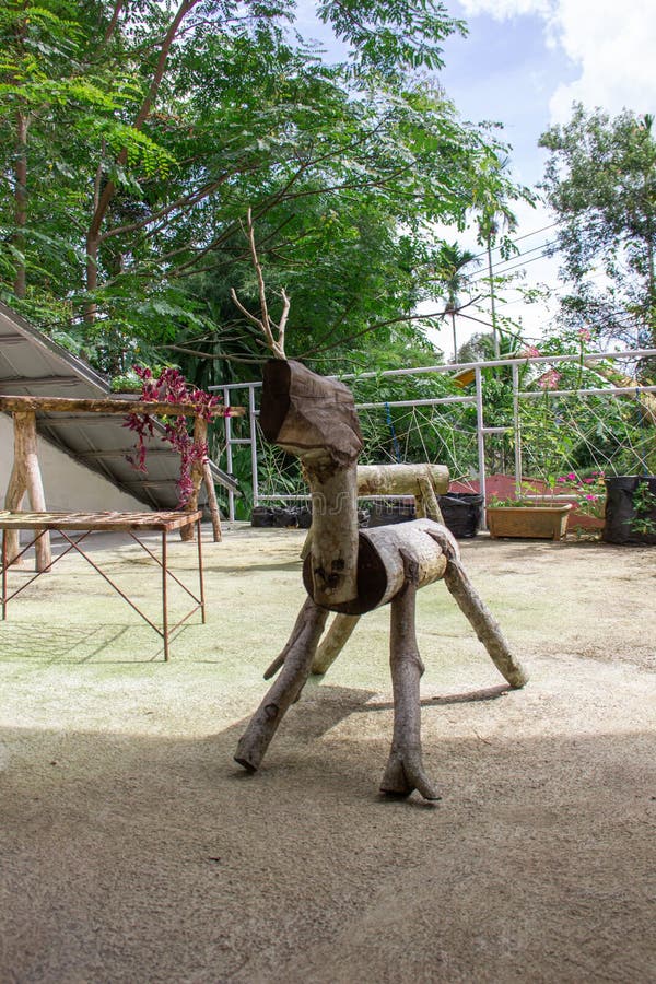 Crafts from Tree Trunks Made To Resemble Animals Stock Image - Image of ...