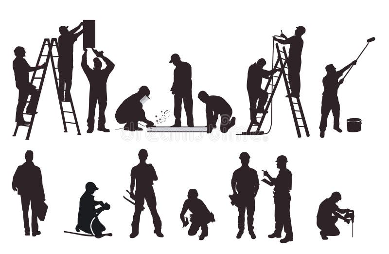 Craftsman and Building Cleaner Illustration, Isolated on White ...