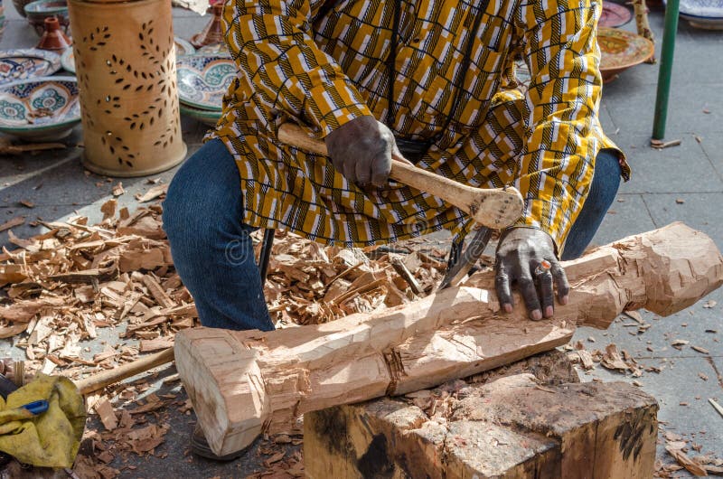 Craftsman Carve a with Gouge Stock Photo - Image of work, cutting: 62554600