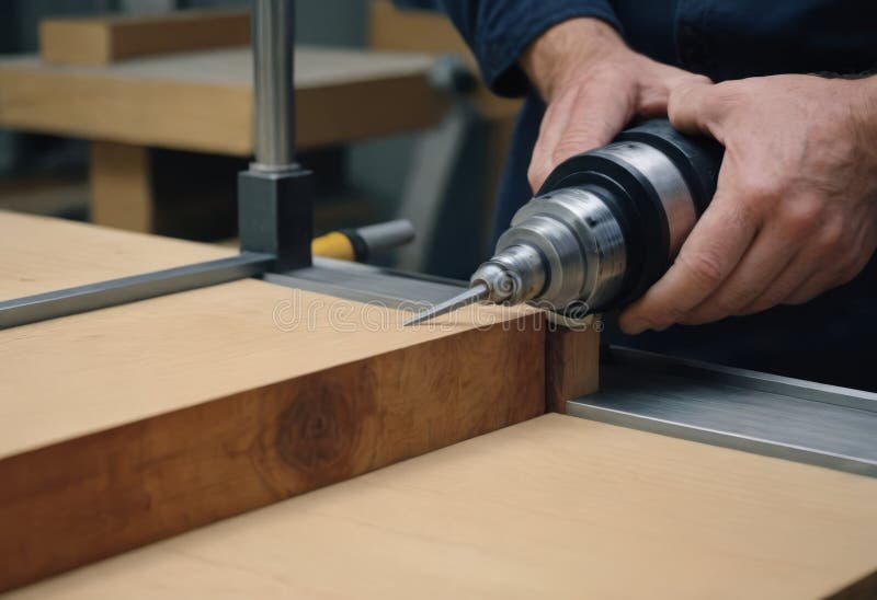 Craftsman Creating Unique Art with Metal and Wood in Well-lit Workshop ...