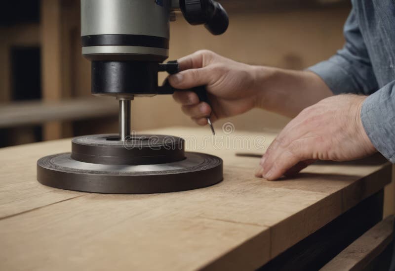 Craftsman Creating Unique Art with Metal and Wood in Well-lit Workshop ...