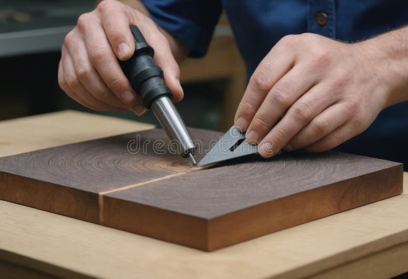 Craftsman Creating Unique Art with Metal and Wood in Well-lit Workshop ...