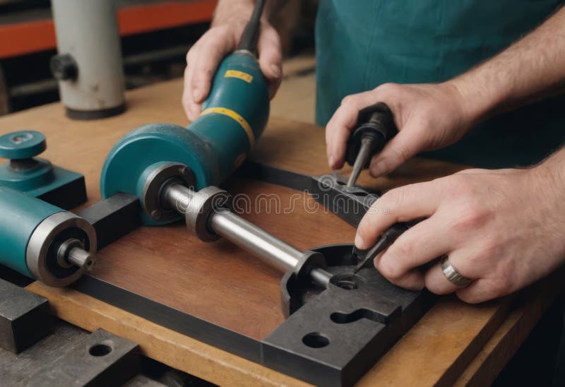 Craftsman Creating Unique Art with Metal and Wood in Well-lit Workshop ...