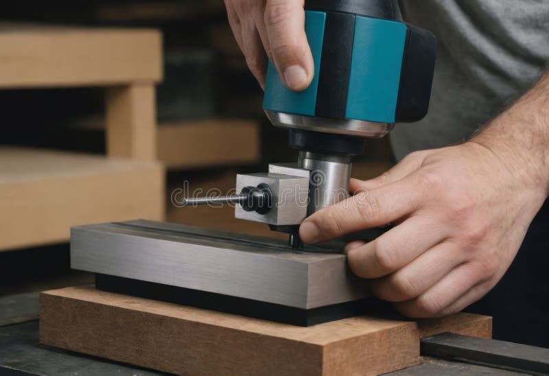 Craftsman Creating Unique Art with Metal and Wood in Well-lit Workshop ...