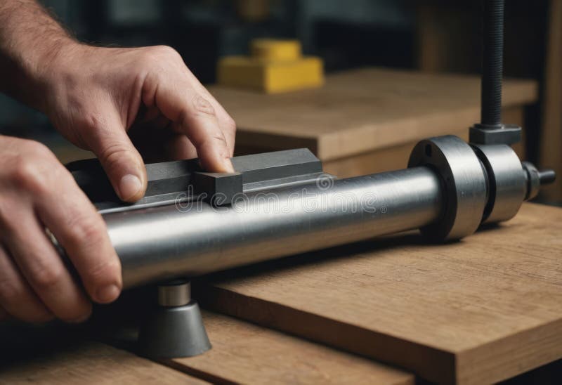 Craftsman Creating Unique Art with Metal and Wood in Well-lit Workshop ...