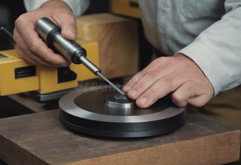 Craftsman Creating Unique Art with Metal and Wood in Well-lit Workshop ...