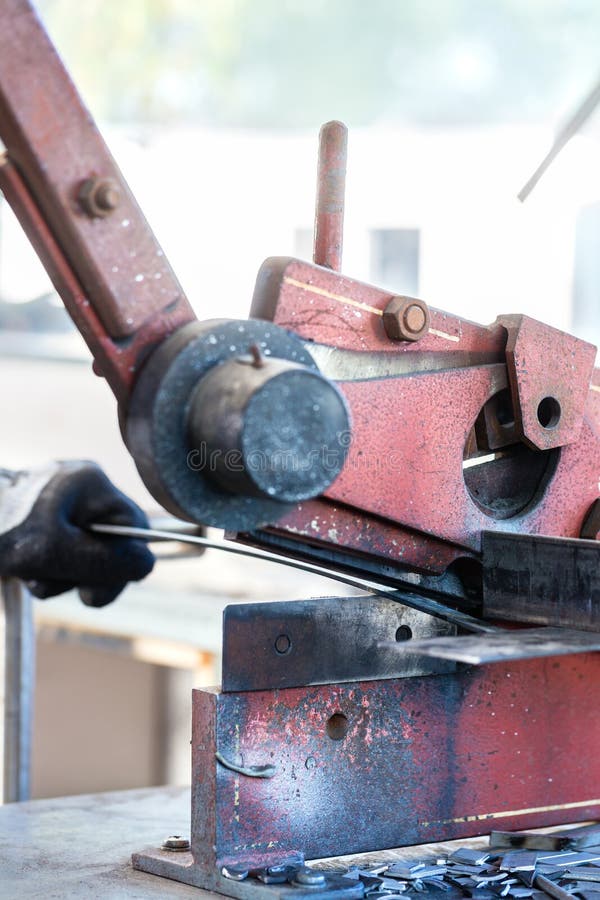 Craftsman Cutting Metal with Shear Stock Photo - Image of worker, male ...