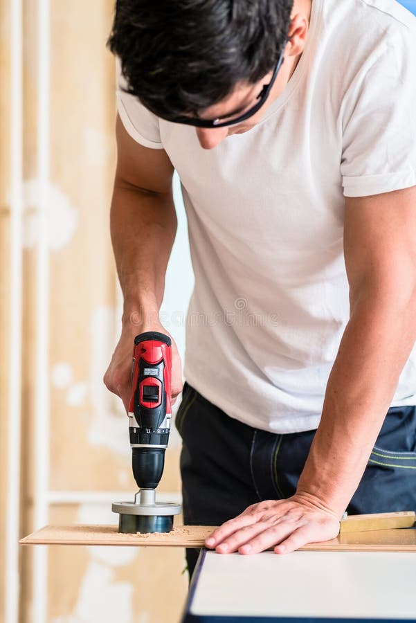 Craftsman or DIY Man Working with Power Drill Stock Photo - Image of ...