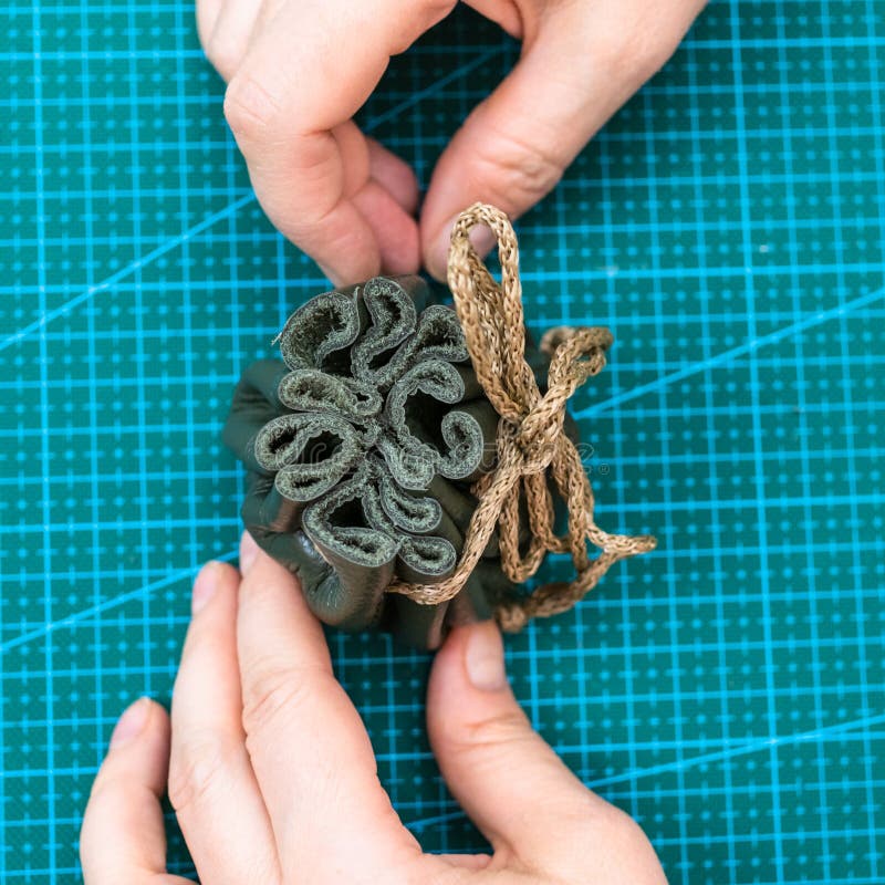 Craftsman Hands and Knotted Drawstring Pouch Stock Photo - Image of ...
