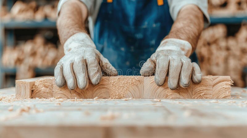 Craftsman Hands Working on Wood at a Workshop, Showcasing Craftsmanship ...