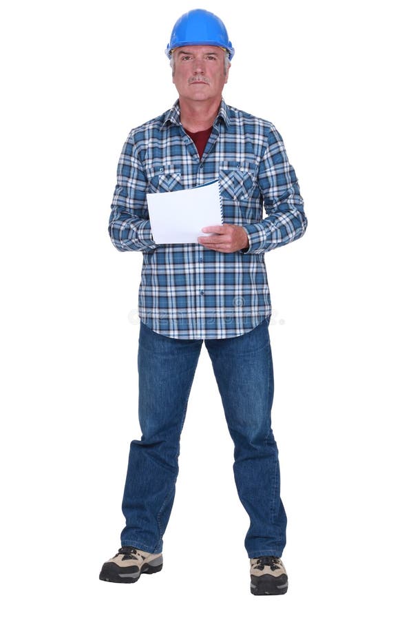 Craftsman holding paper stock photo. Image of foreman - 36140020