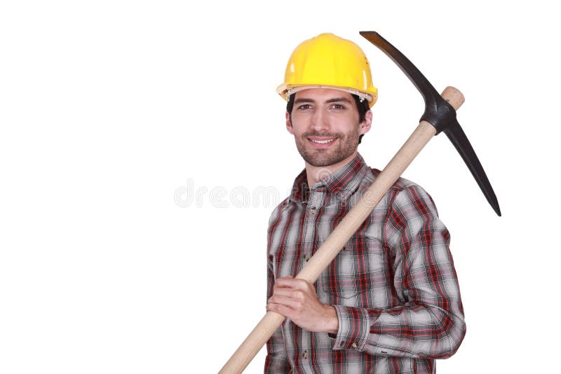Craftsman holding a pick stock image. Image of excavate - 30593277