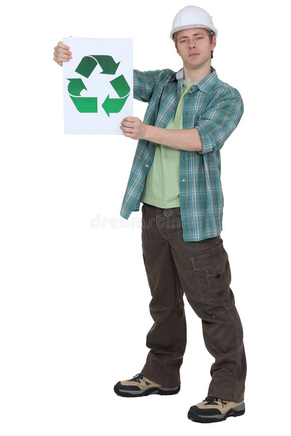 Holding a recycle sign stock image. Image of ecology - 37030259