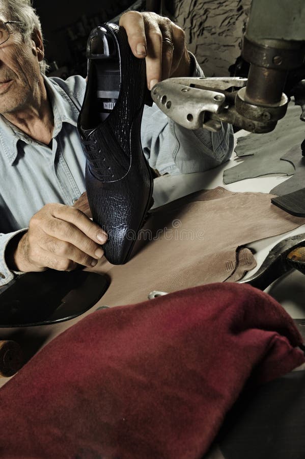 Craftsman Making Luxury Handmade Man Shoes Stock Image - Image of ...
