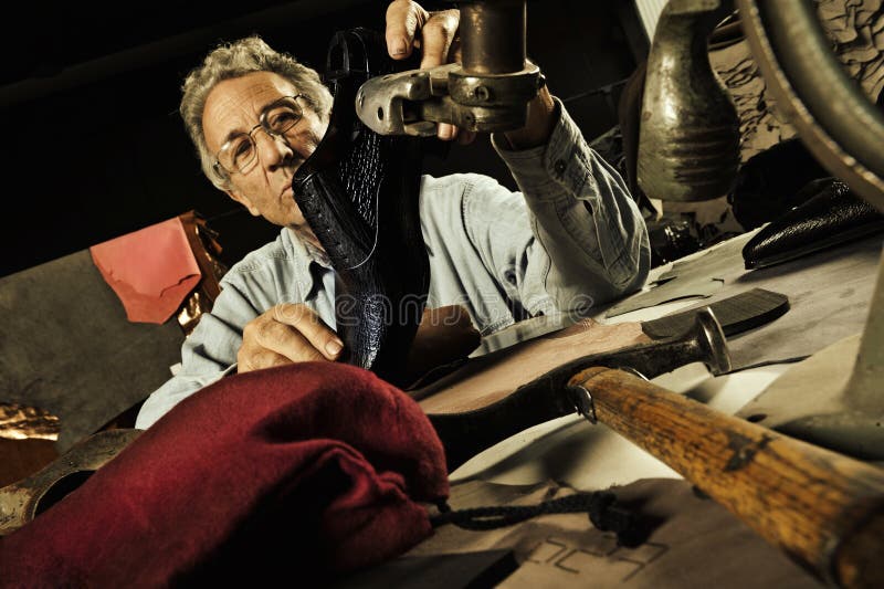 Craftsman Making Luxury Handmade Man Shoes Stock Image - Image of craft ...