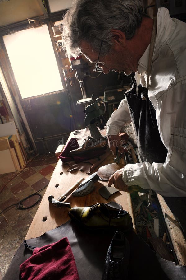 Craftsman Making Luxury Handmade Man Shoes Stock Image - Image of work ...