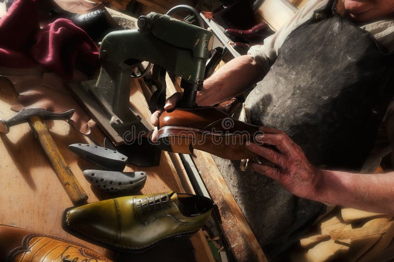 Craftsman Making Luxury Handmade Man Shoes Stock Image - Image of shoes ...