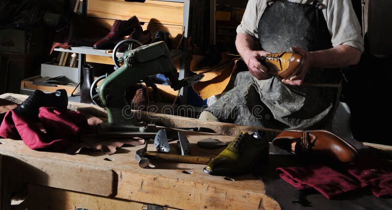 Craftsman Making Luxury Handmade Man Shoes Stock Image - Image of ...