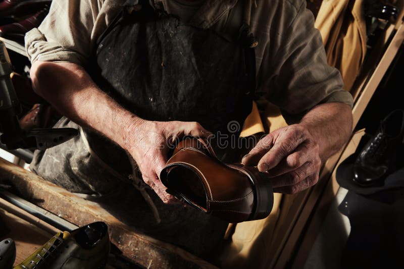 Craftsman Making Luxury Handmade Man Shoes Stock Image - Image of ...