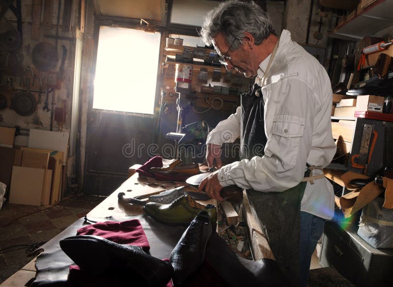 Craftsman Making Luxury Handmade Man Shoes Stock Photo - Image of shop ...