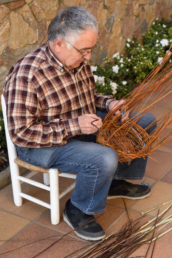 Craftsman Making Wicker Basket Stock Image - Image of skill, making ...