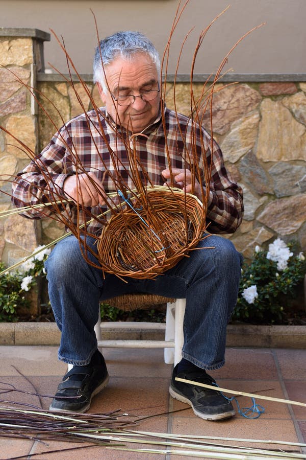 Craftsman Making Wicker Basket Stock Photo - Image of male, creativity ...