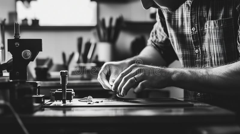 Craftsman Meticulously Creating a Ring in His Studio with Specialized ...