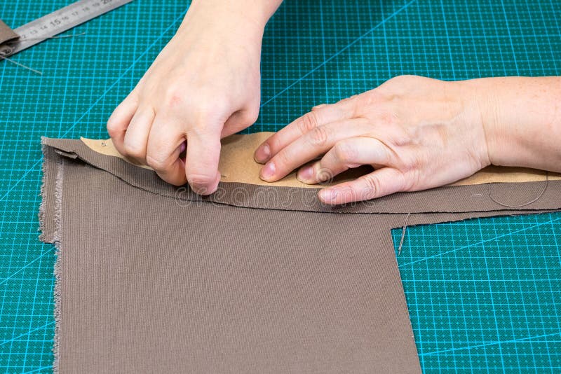 Craftsman Pins the Pattern To the Materials Stock Photo - Image of ...