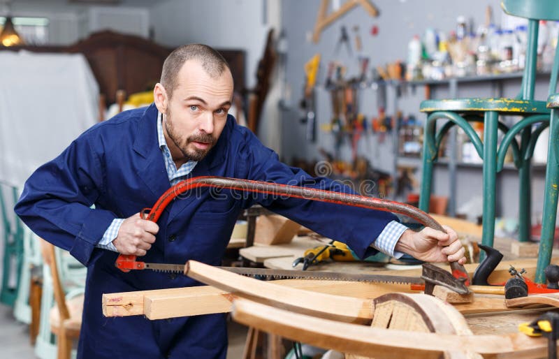 Craftsman in Process of Creation Furniture Stock Photo - Image of ...