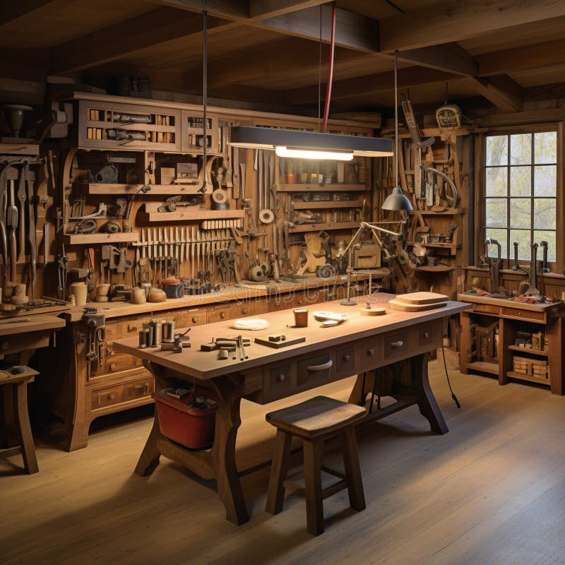 Craftsman S Oasis: a Woodworker S Dream Stock Photo - Image of studio ...