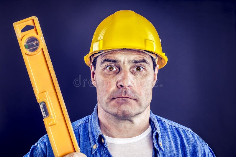 Craftsman with Spirit Level Stock Image - Image of site, safety: 54106647